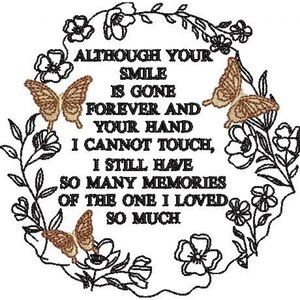 Grief Poem Embroidery Design: Memorial Remembrance (machine Embroidery ...