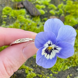 Gold Pansy Ring: Mixed Metal Sterling Silver Flower Ring - Etsy