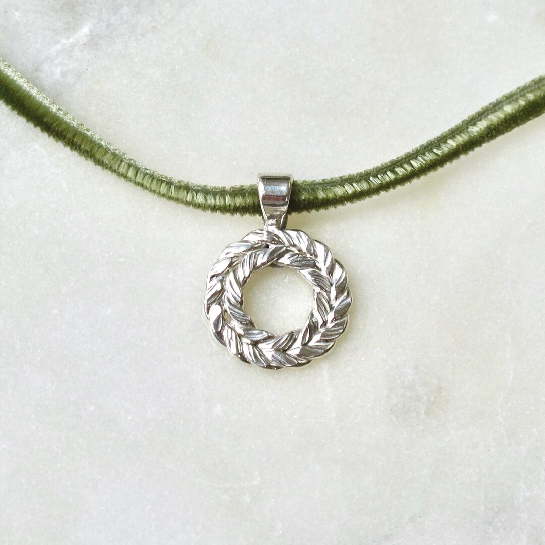 Sterling Silver Laurel Wreath Choker: Ancient Greek Velvet Ribbon ...