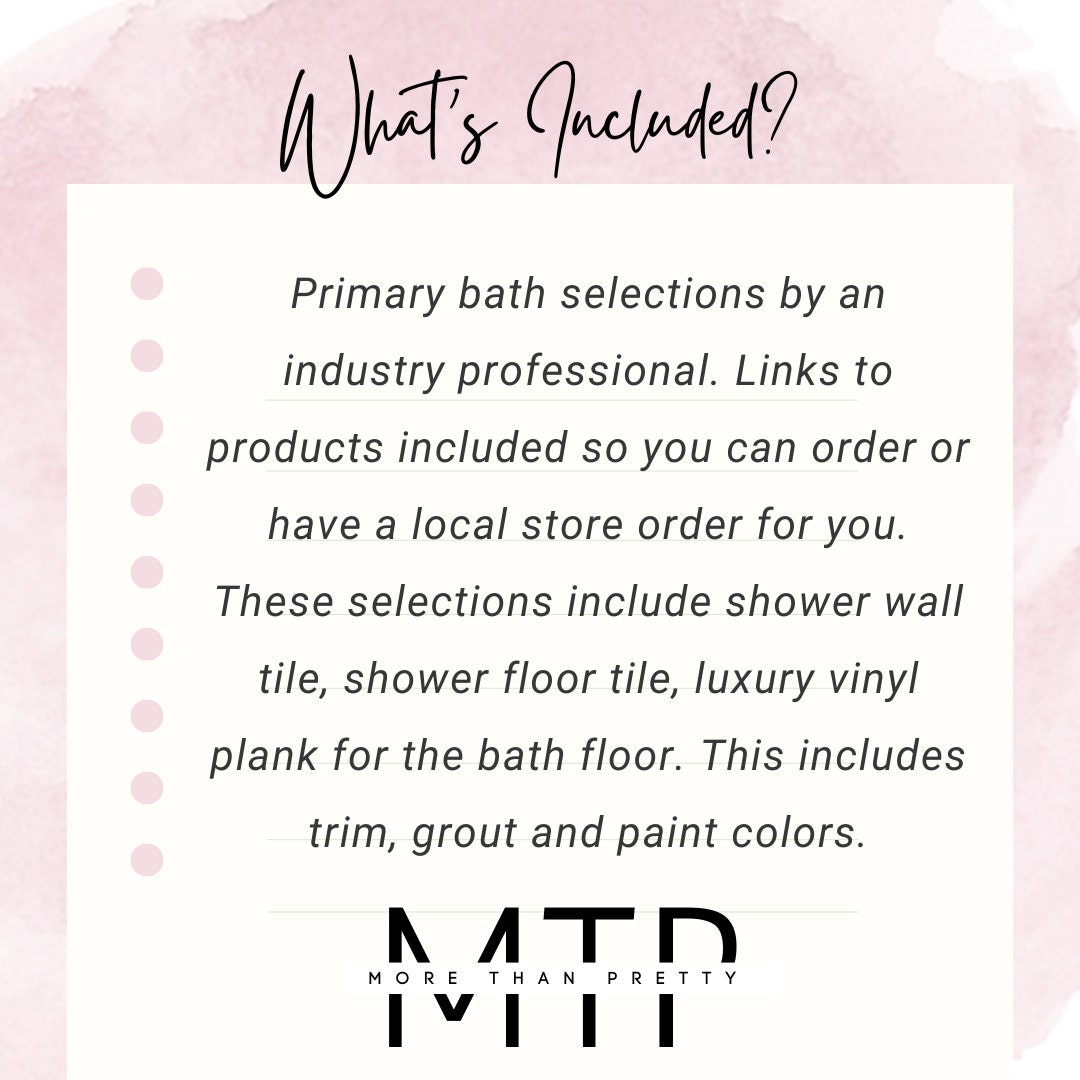 Primary Bath Design Selections With Links | Tile, Flooring and Paint - Etsy