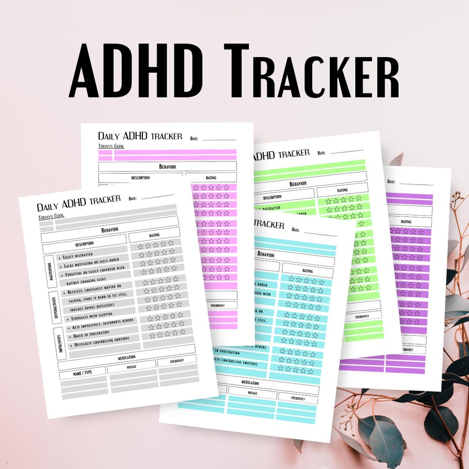 Daily ADHD Tracker PDF | ADHD Tracker - Etsy
