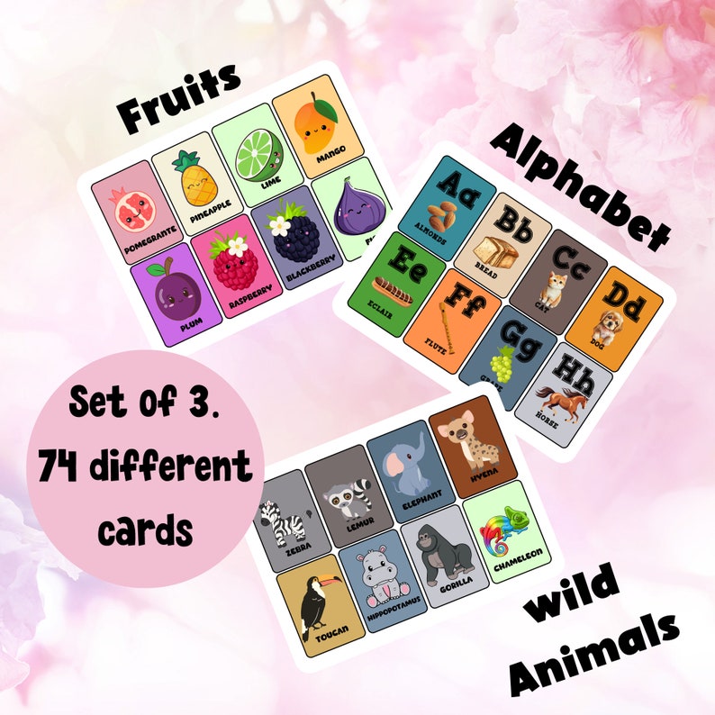 Alphabeth Flashcards | Animal Flashcards | Fruit Flashcards - Etsy