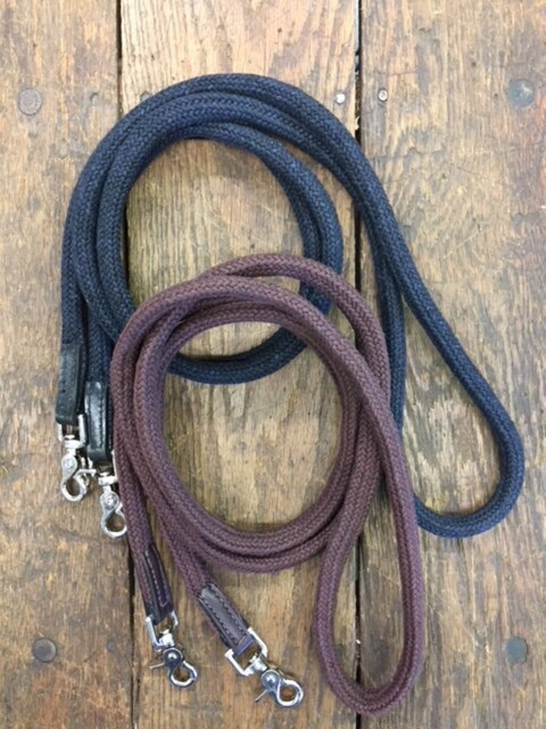 Woven 100% Cotton Roping Reins! 7ft, Single Loop Reins in Black & Brown ...