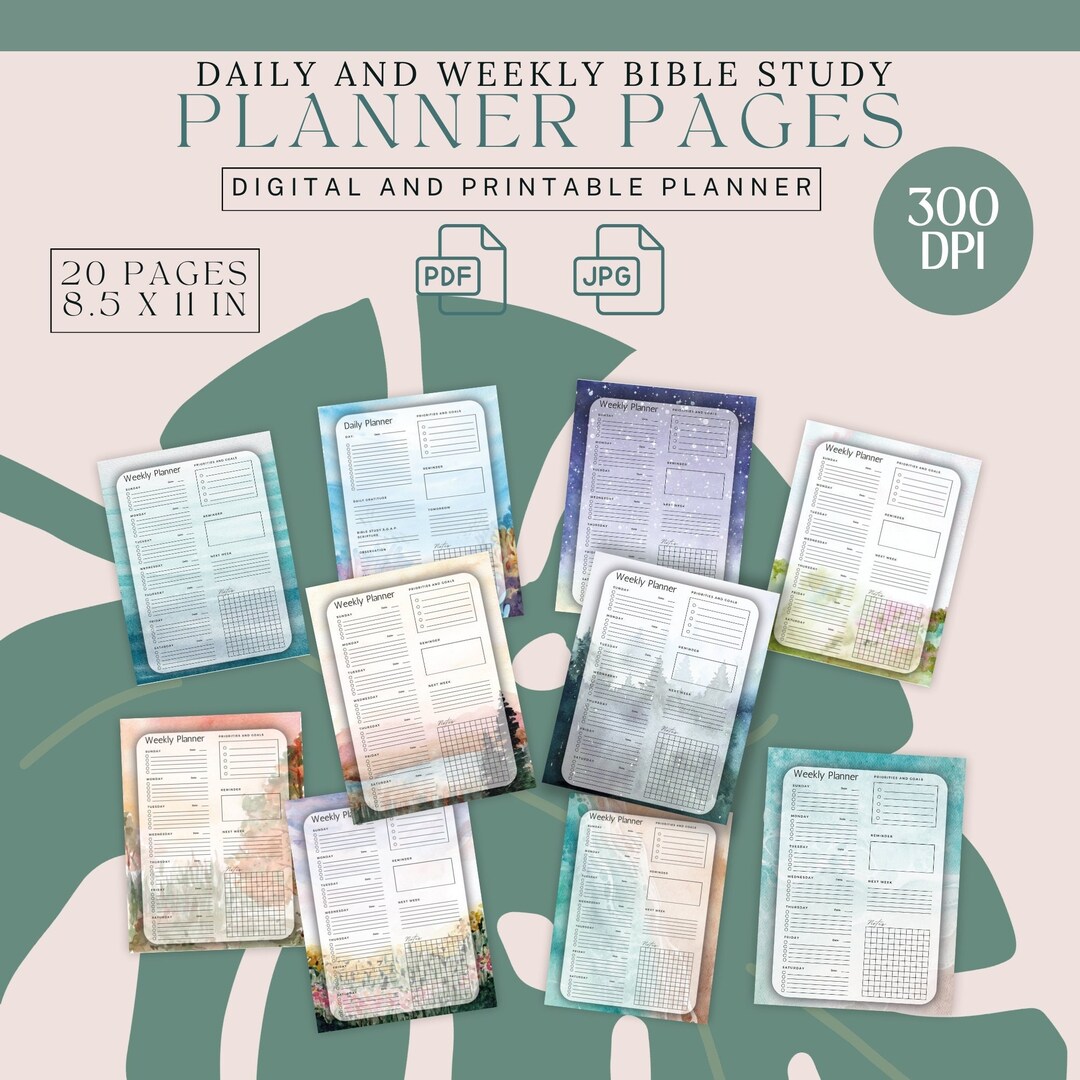 Daily and Weekly Bible Study and Planner, Digital and Printable ...