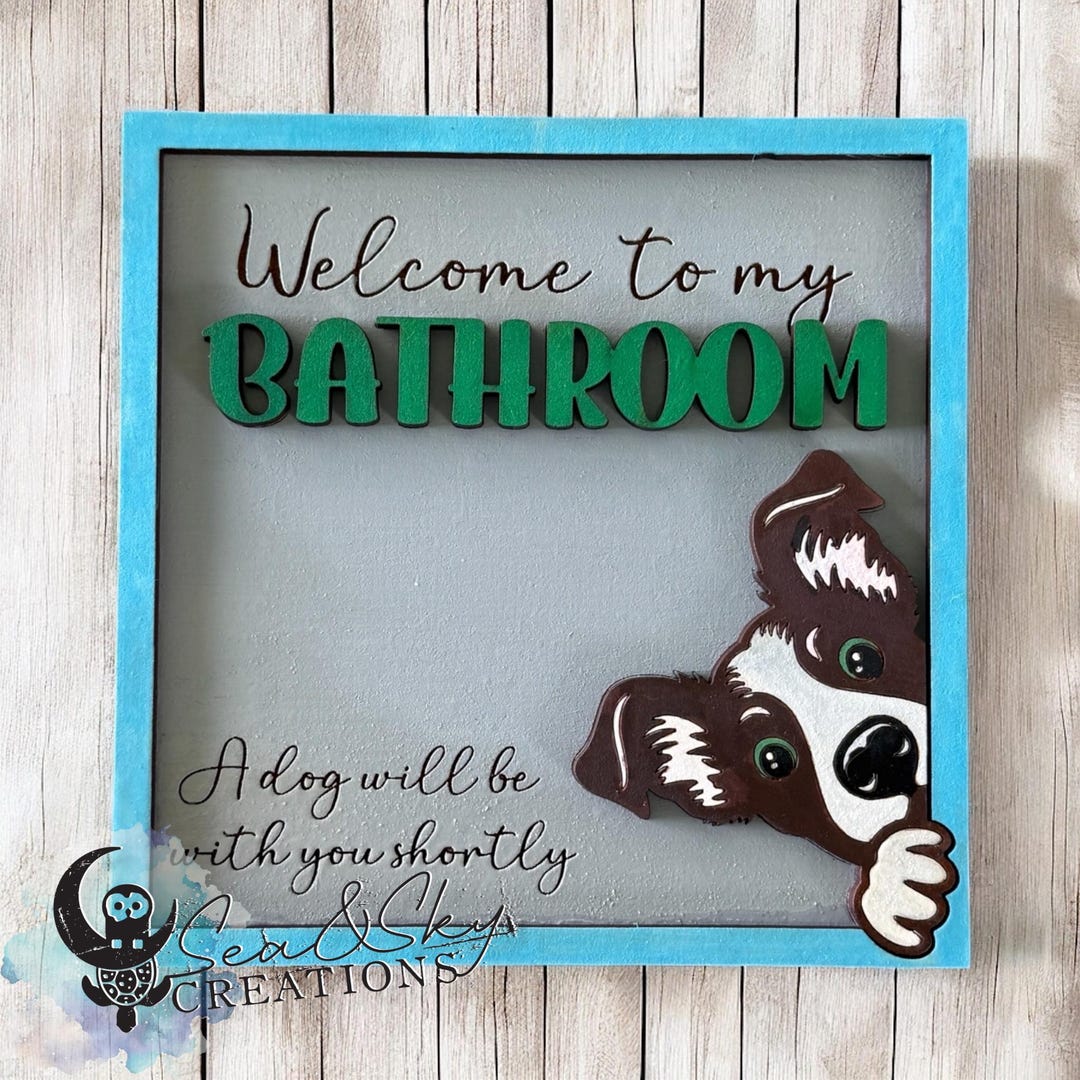 Funny Dog Bathroom Sign – Laser Cut Wood Decor, Pet Lover Gift - Etsy