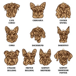 Dog Breed Line Art Ornaments - Etsy