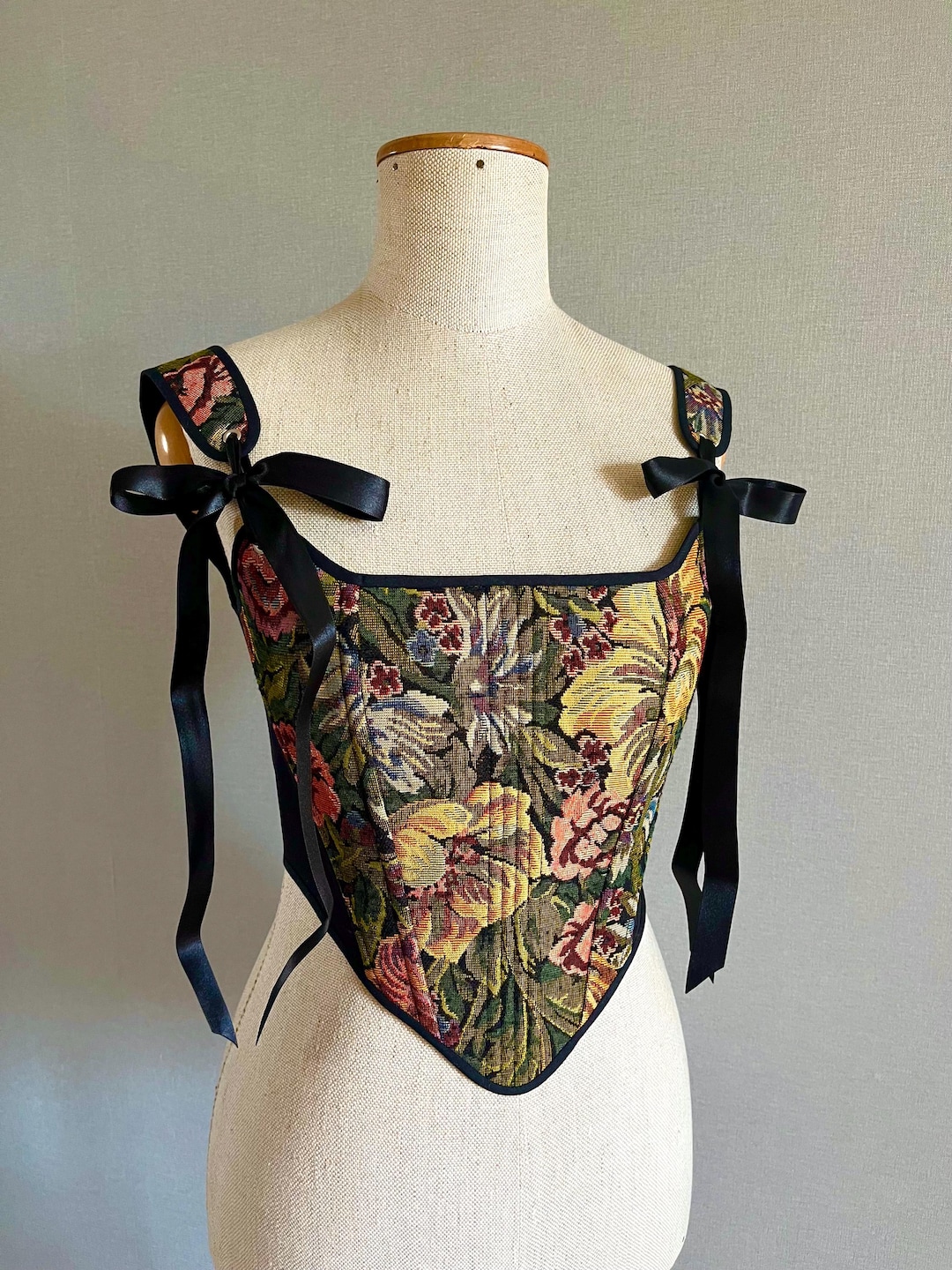 Corset Top Renaissance Tapestry Stays Cottage Core Ren Faire Corset ...