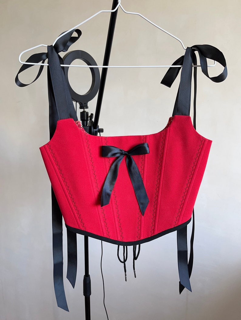 Red Corset Black Corset Top Women Corset With Bow Trend Corset Romantic