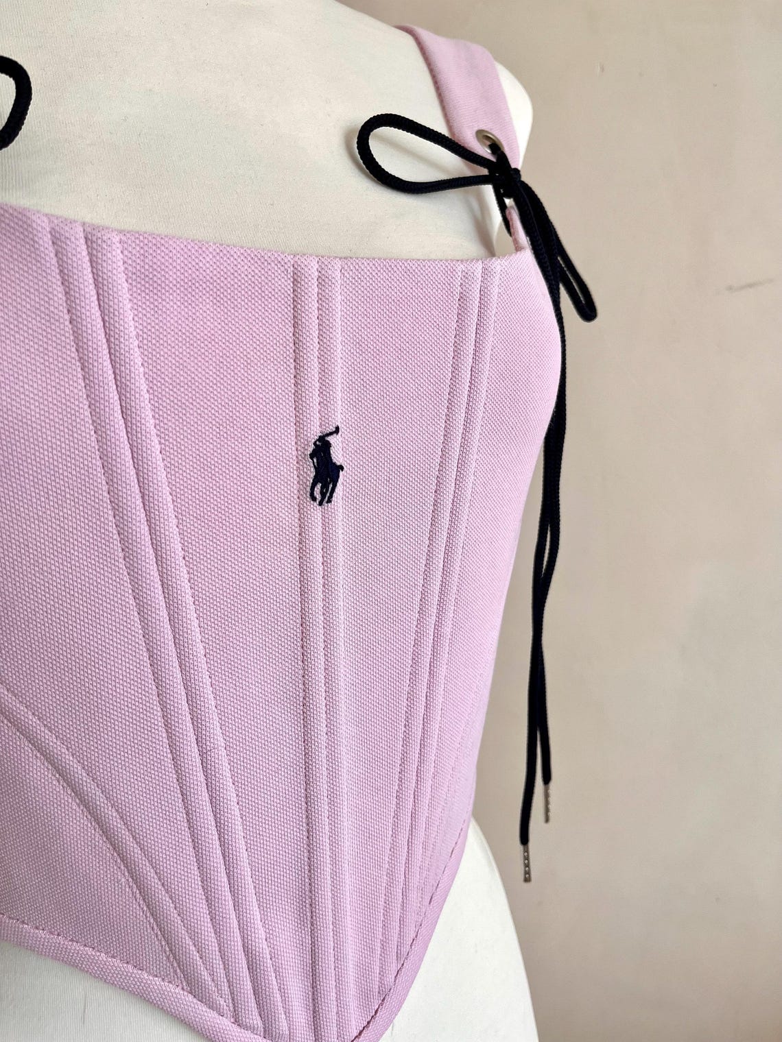 Pink Corset Top Upcycling Polo T Shirt Corset Reworked - Etsy