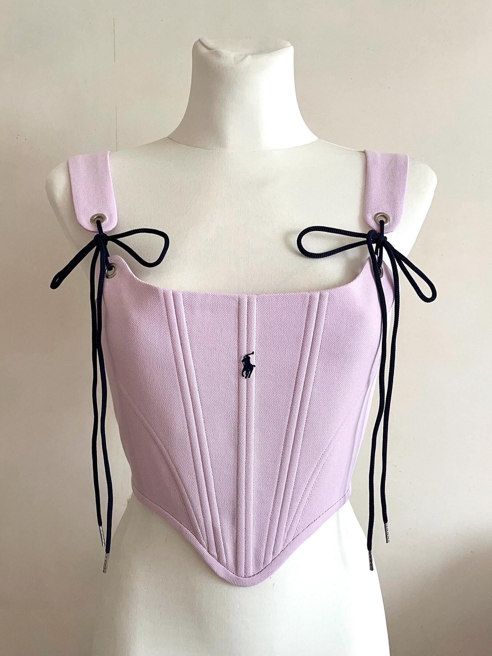 Pink Corset Top Upcycling Polo T Shirt Corset Reworked - Etsy