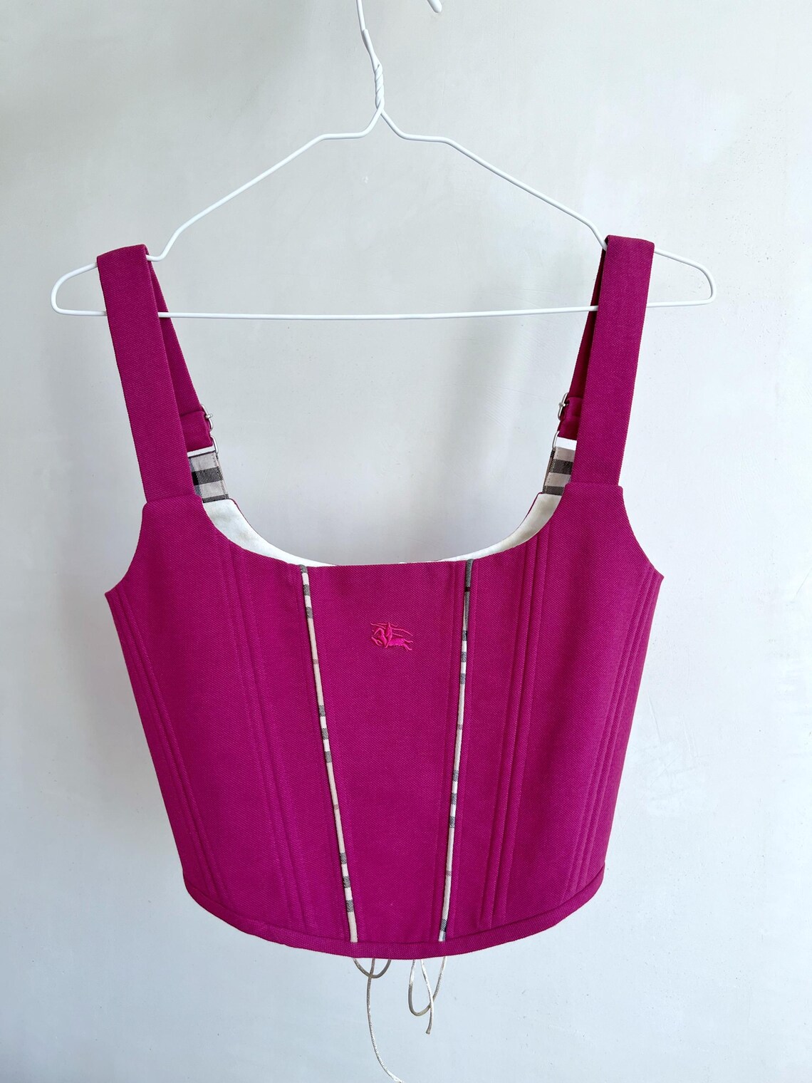 Reworked Corset Top Pink Upcycling Polo Corset Fuchsia T Shirt Corset ...