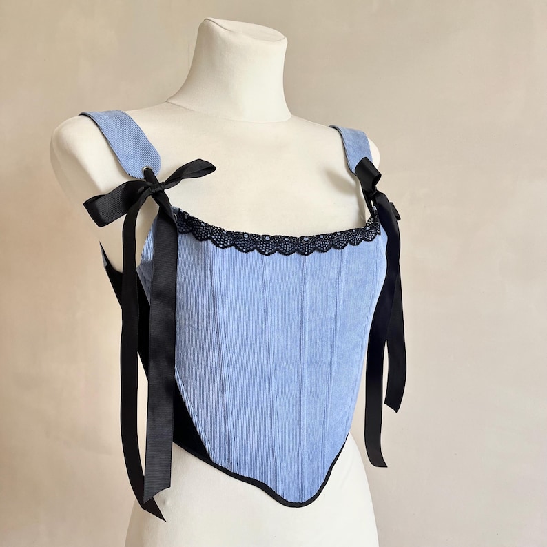 Corset Top Renaissance Stays Ren Faire Corset Corduroy Black Stays 18 ...