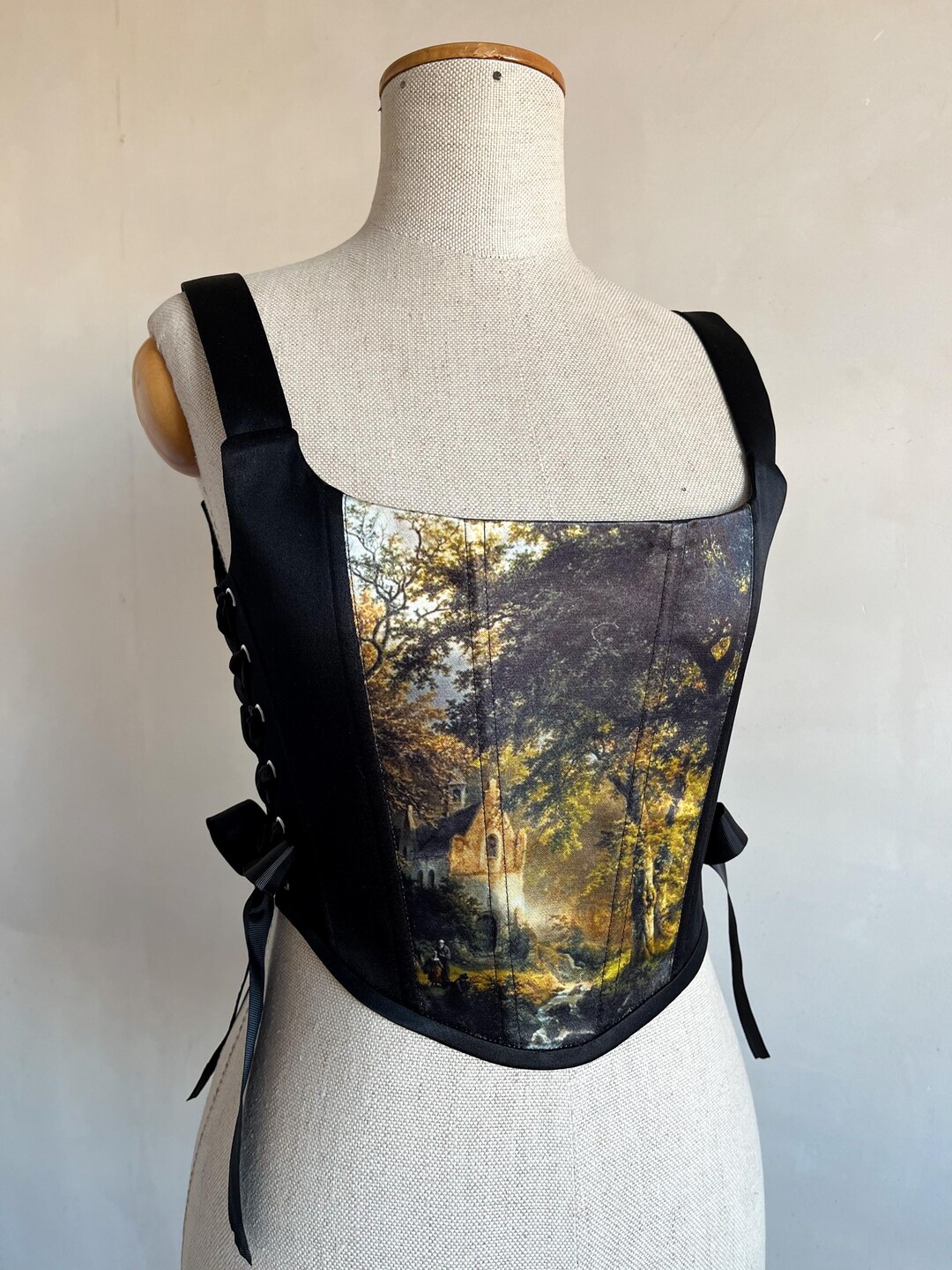 Art Print Corset Top Black Custom Size Renaissance Stays Ren Faire ...