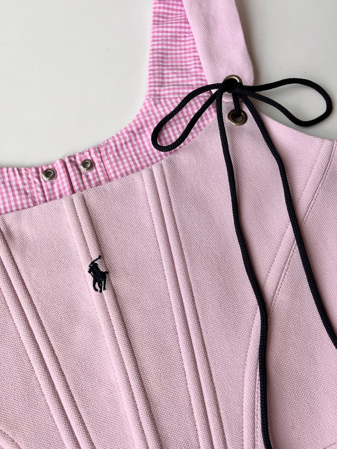 Pink Corset Top Upcycling Polo T Shirt Corset Reworked - Etsy