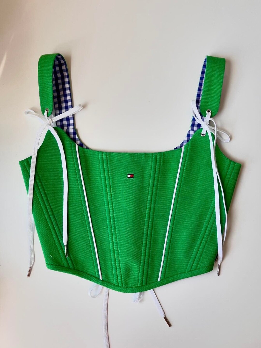 Green Upcycling Corset Polo Size S-M T Shirt Corset Top Reworked Corset ...