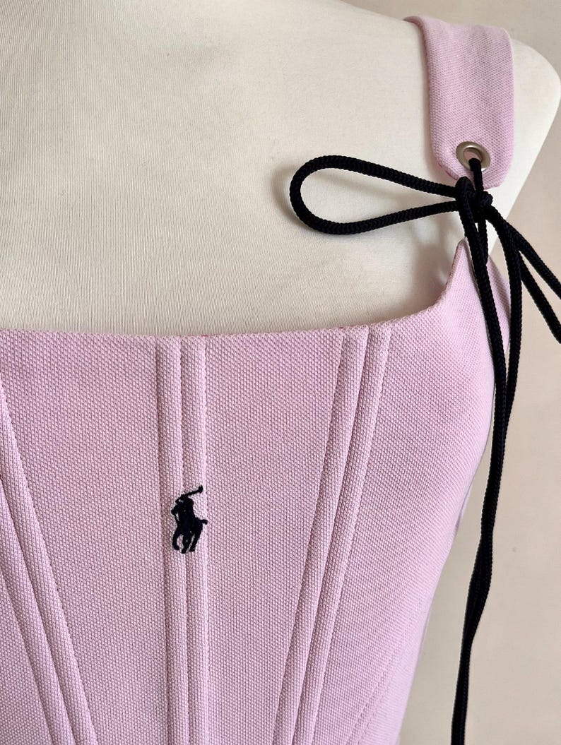 Pink Corset Top Upcycling Polo T Shirt Corset Reworked - Etsy