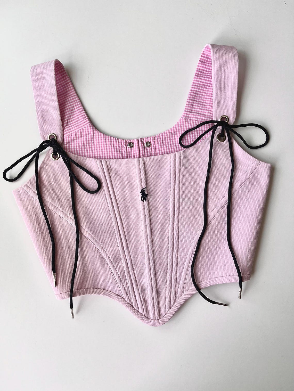 Pink Corset Top Upcycling Polo T Shirt Corset Reworked - Etsy