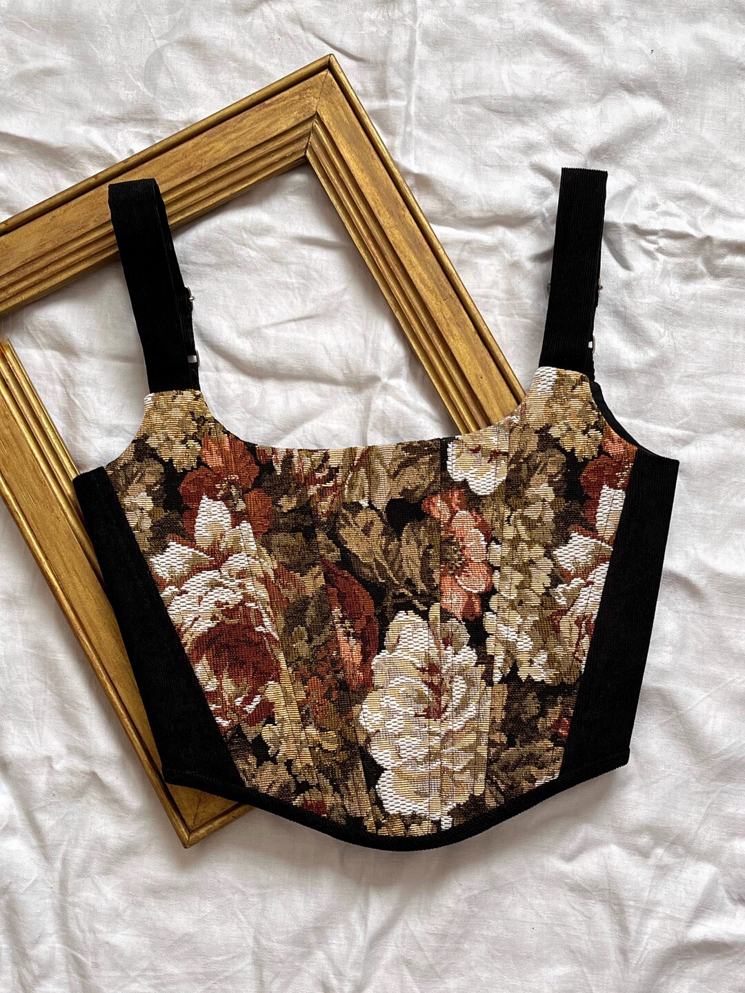 Black Floral Tapestry Renaissance Corset Women Corset Top 18th Cottages ...