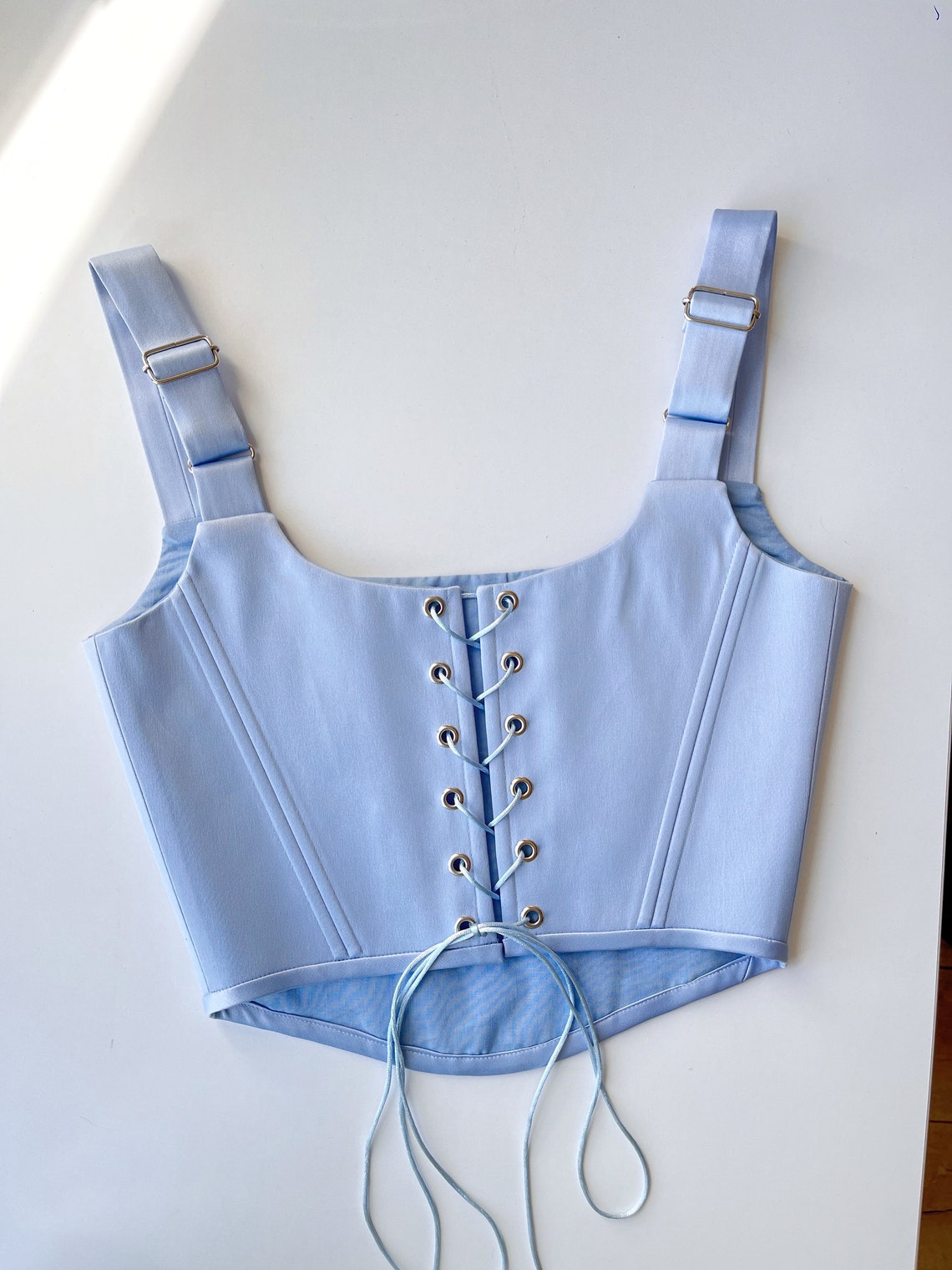 Blue Corset Satin Corset Top Butterfly Rhinestones Top Fairytale Corset ...