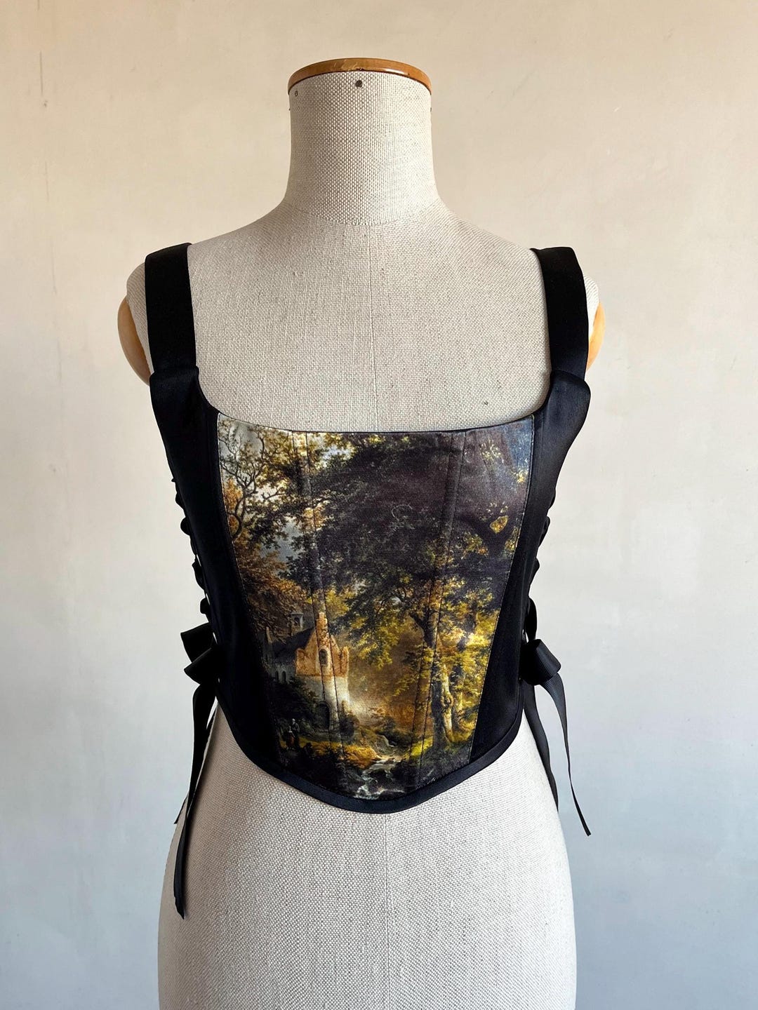 Corset Top Black With Art Renaissance Stays Ren Faire Bodice Historical ...