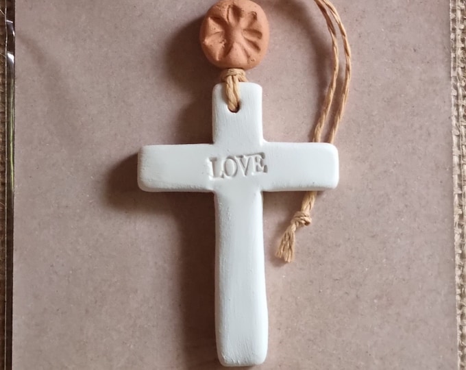 Religious Cross, Wall Art Hanging, Baptism Gifts, Home Decor, Ceramic ...