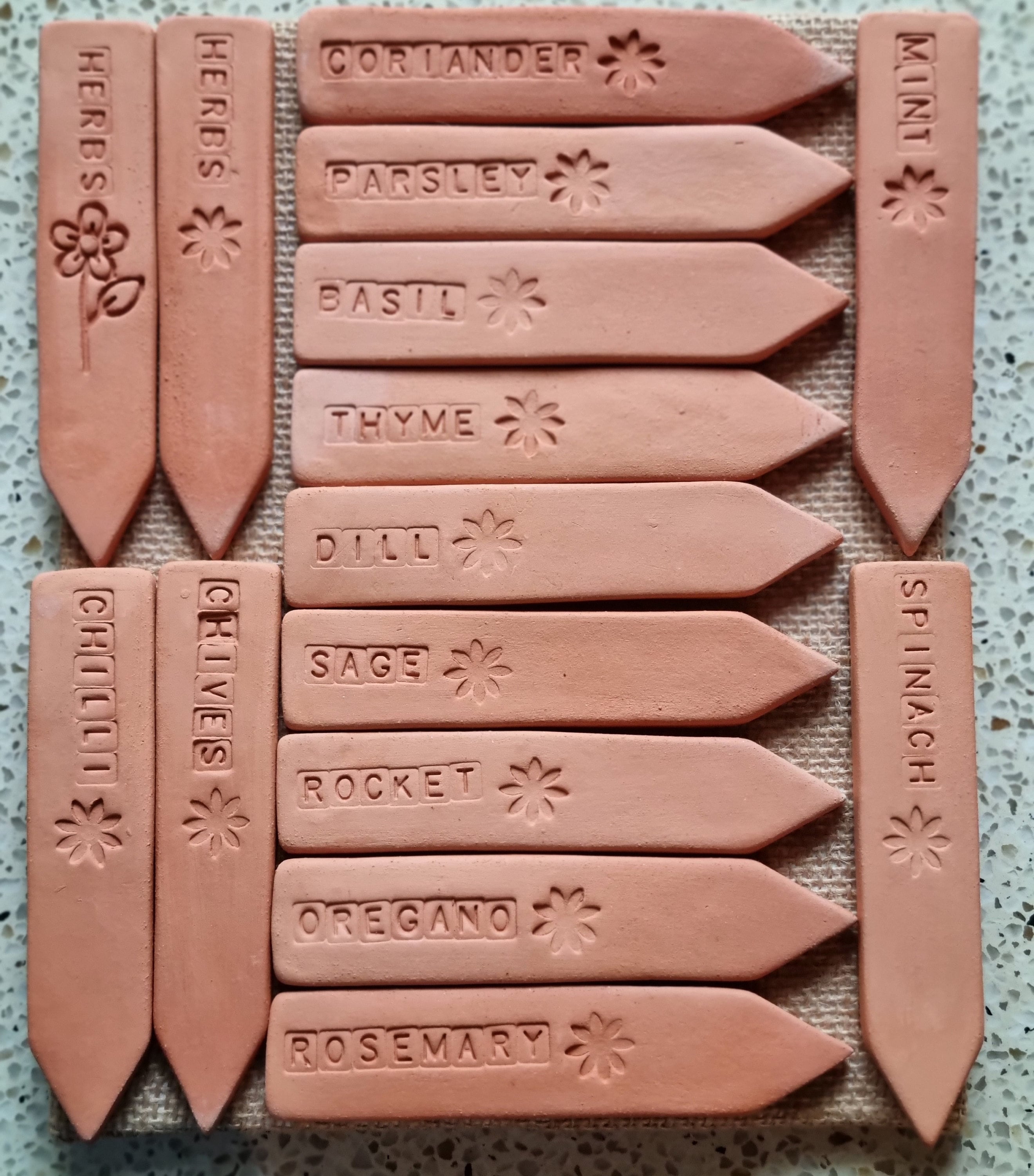 Pottery Ceramic Herb Plant Labels, Gardening Gift, Terracotta Herb ...