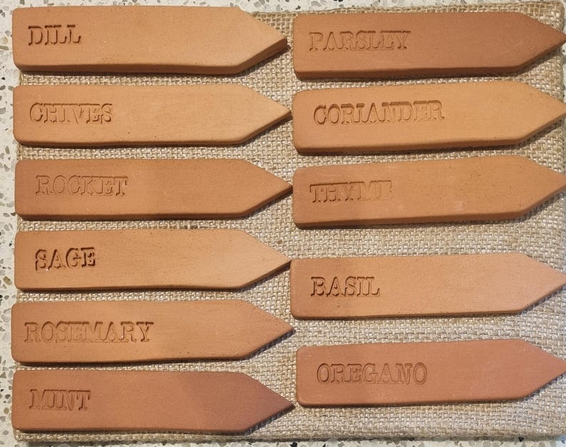 Herb Labels, Vegetable Labels, Gardening Gift, Terracotta Plant Labels ...