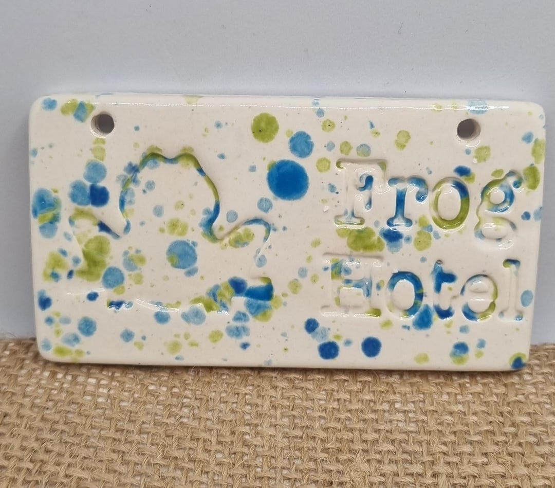 Frog Hotel Sign, Frog Hotel, Ceramic Pottery, Frog Hotel Label, Hand ...