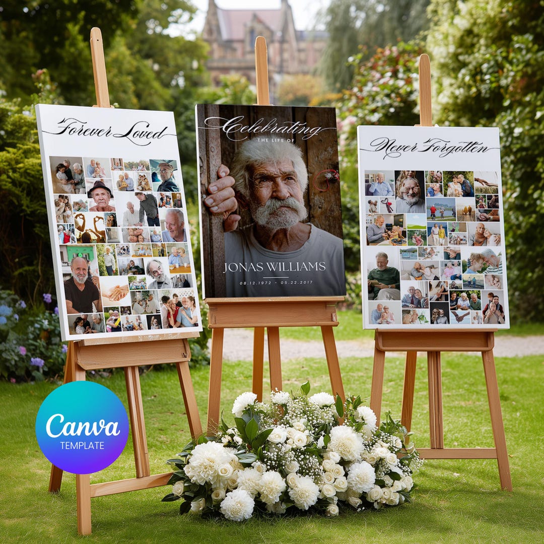 Funeral Poster Collage Editable Template, Celebration of Life Memorial ...