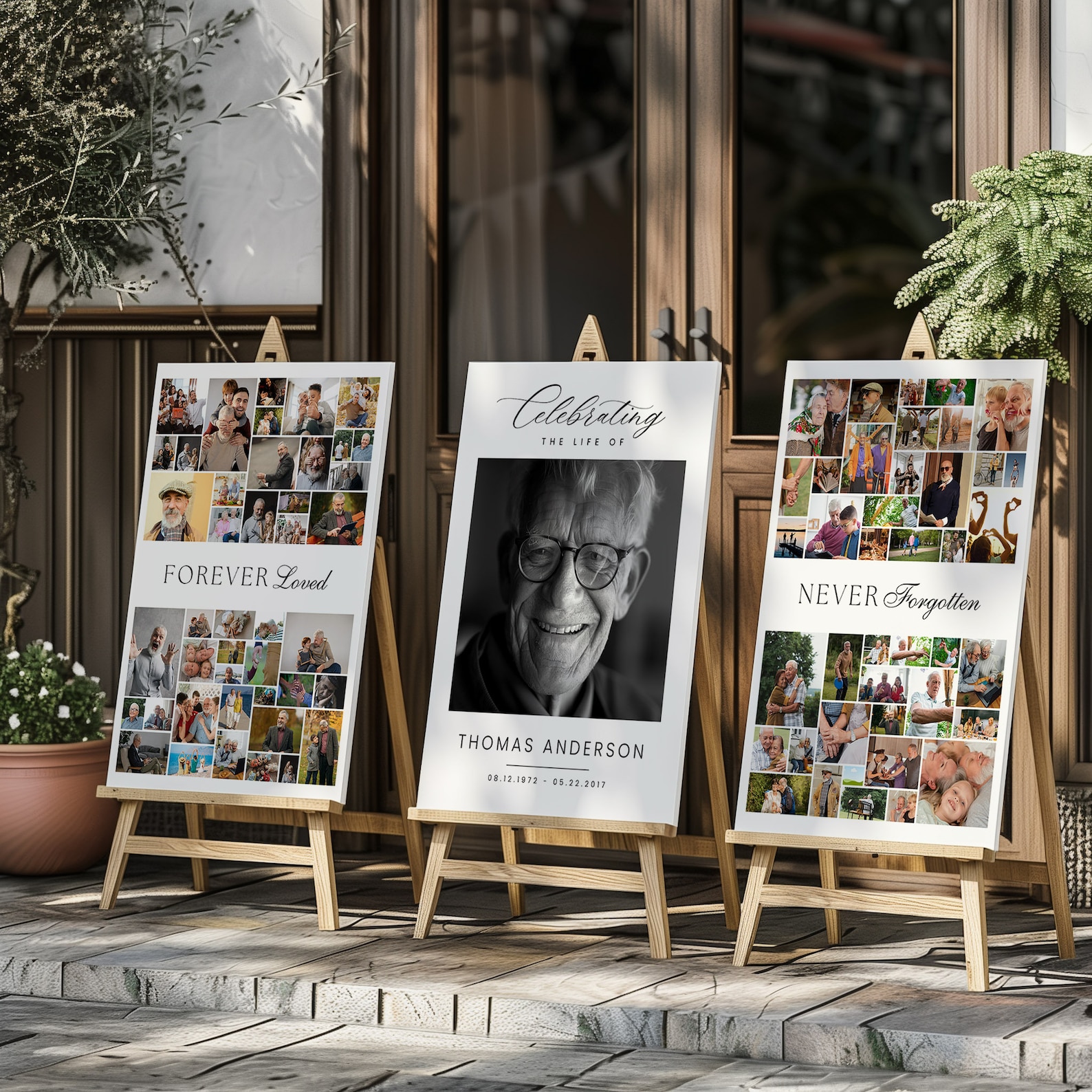 Funeral Poster Collage Editable Template, Memorial Sign, Celebration of ...