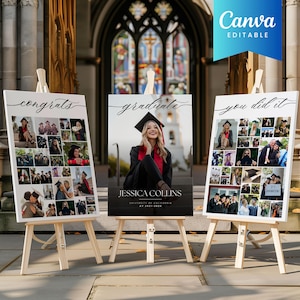 Graduation Photo Collage Display Posters Template Canva, Senior Party ...