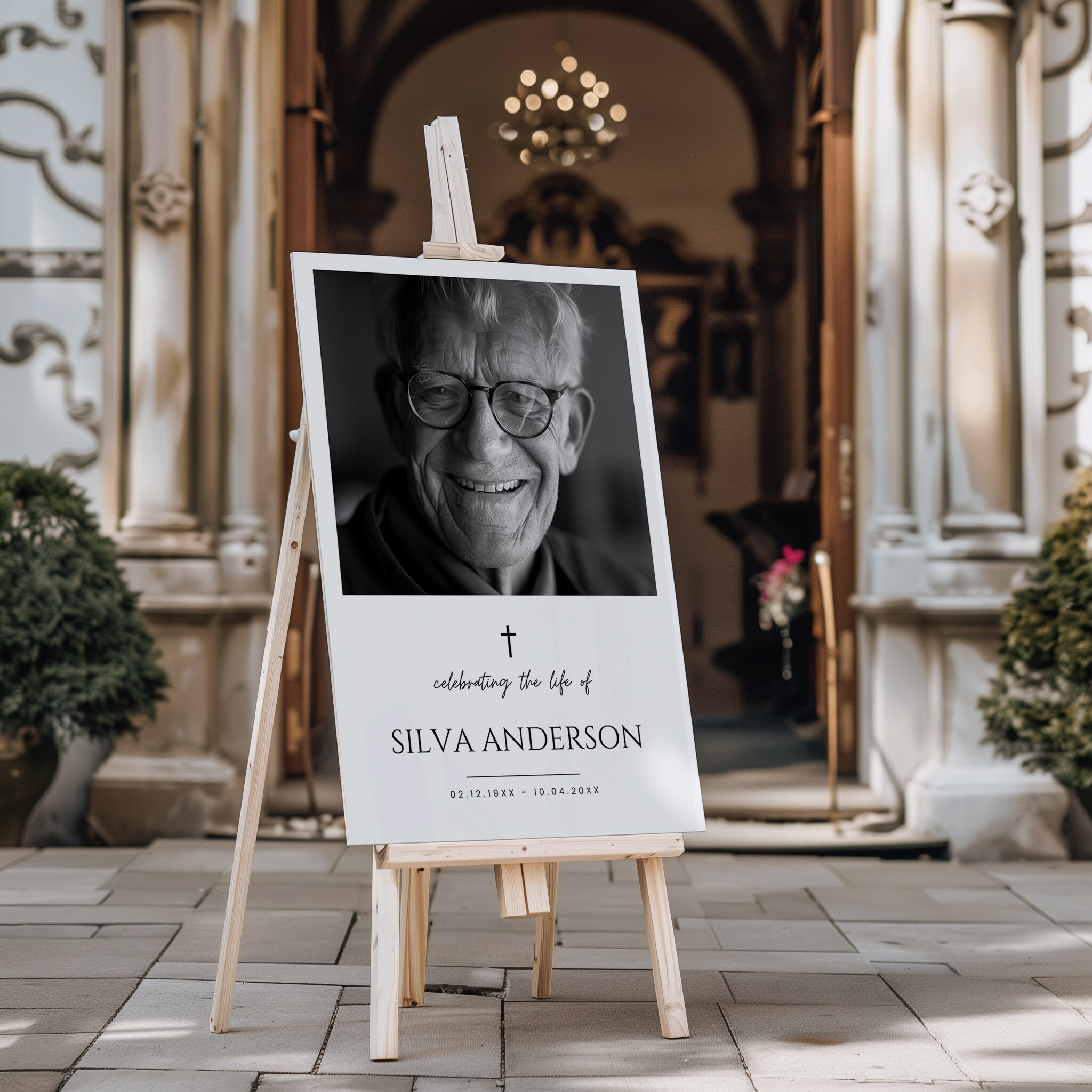 Editable Funeral Welcome Sign, Minimalist Memorial Poster Canva, Large ...