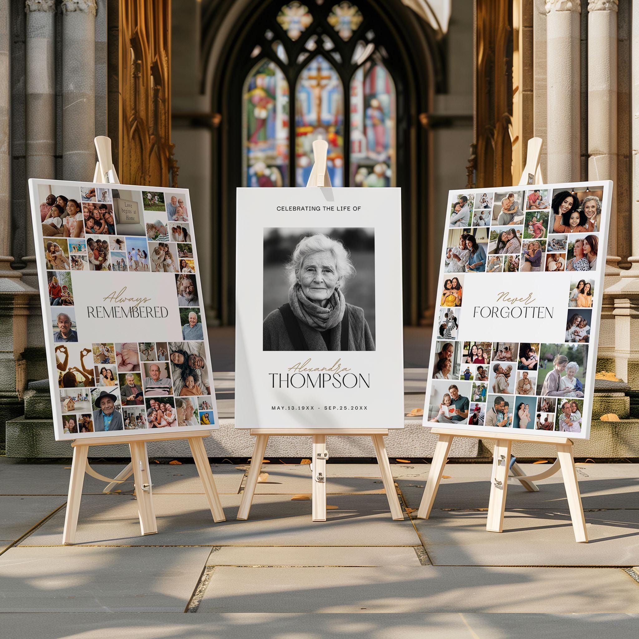 Funeral Photo Collage Poster Set, Editable Celebration of Life Image ...