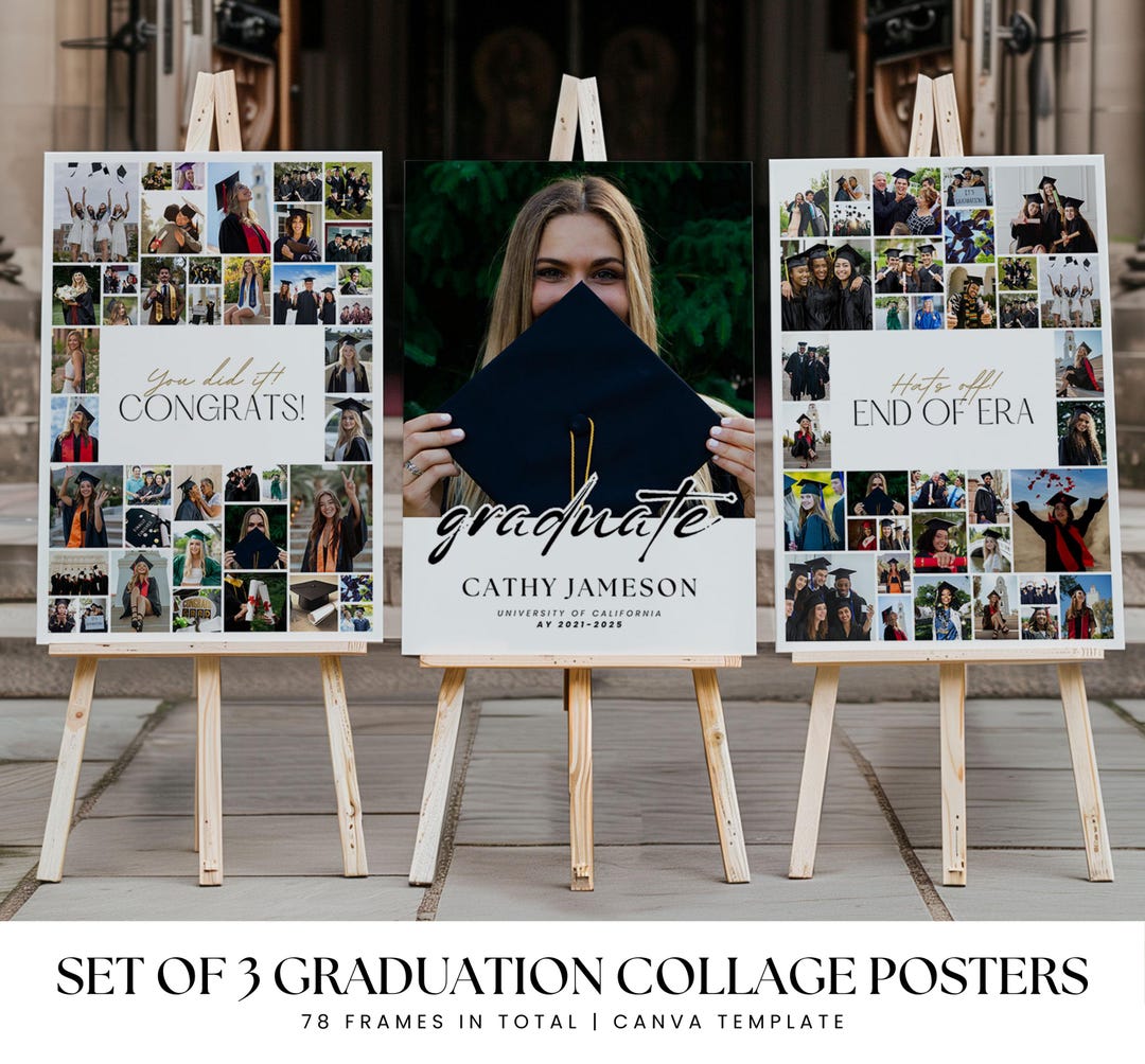 Graduation Photo Collage Display Poster Template Canva, Senior Year ...