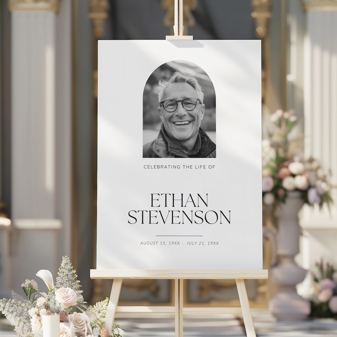 Editable Funeral Welcome Sign Template Canva Minimalist Memorial Poster ...