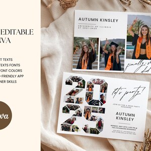 Editable Senior Graduation Announcement Canva Template, Class of 2025 ...