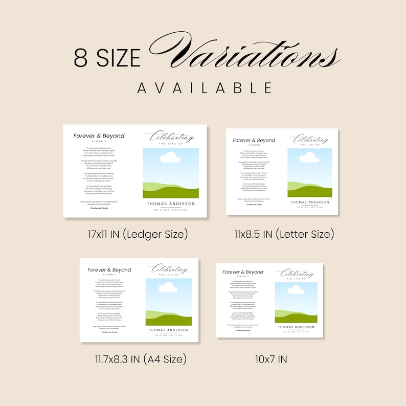 Minimalist Funeral Program Template, Editable Celebration of Life ...
