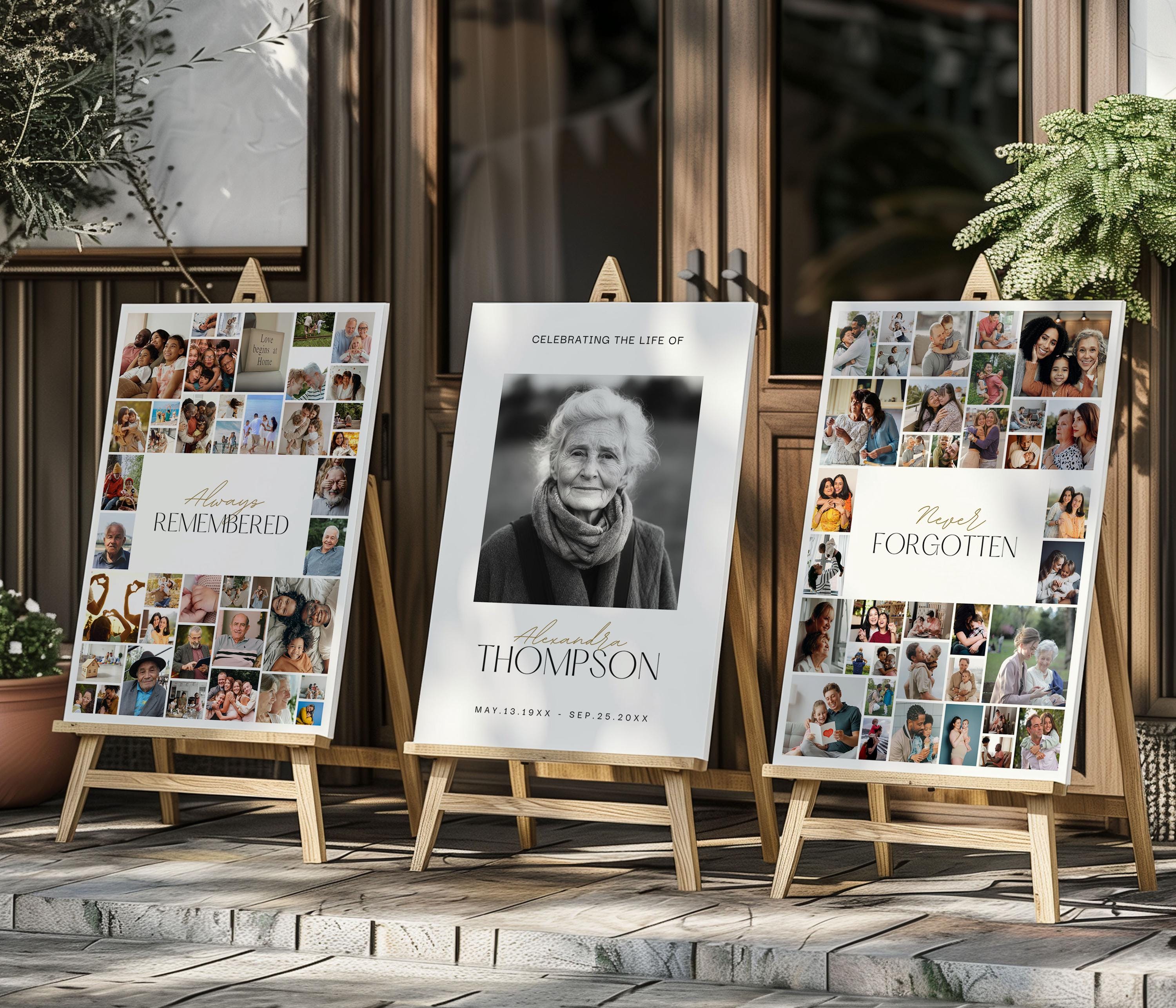 Funeral Photo Collage Poster Set, Editable Celebration of Life Image ...