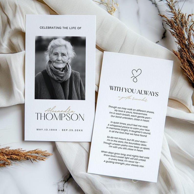 Simple Funeral Prayer Card Template Canva Editable, Celebration of Life ...