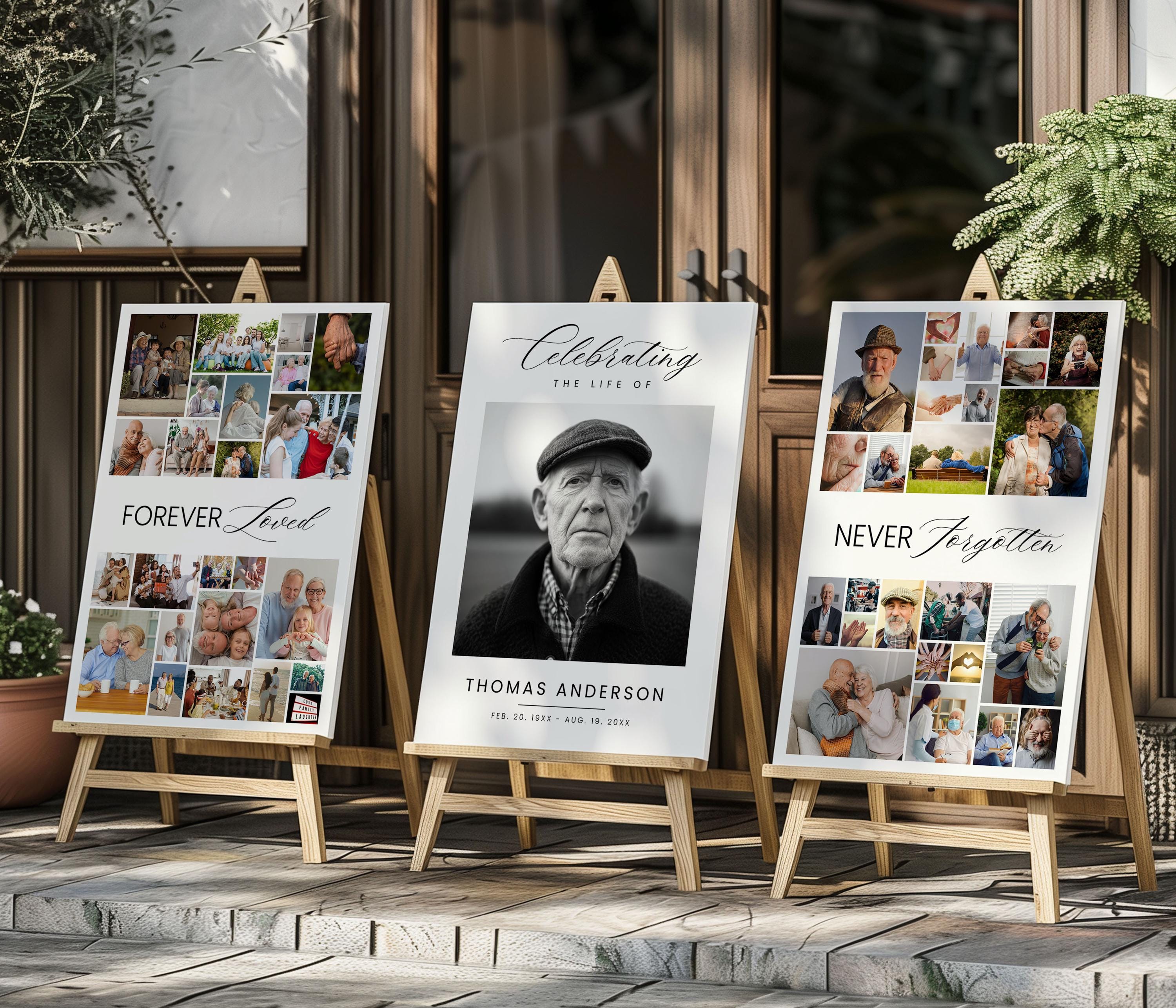 Funeral Photo Collage Poster Set Canva Editable Template, Celebration ...