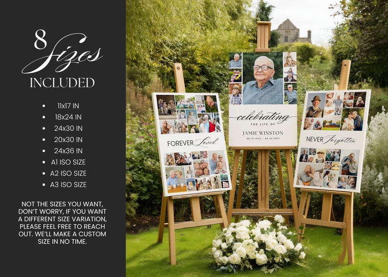 Funeral Photo Collage Template Set | Memorial Poster Printable Display ...
