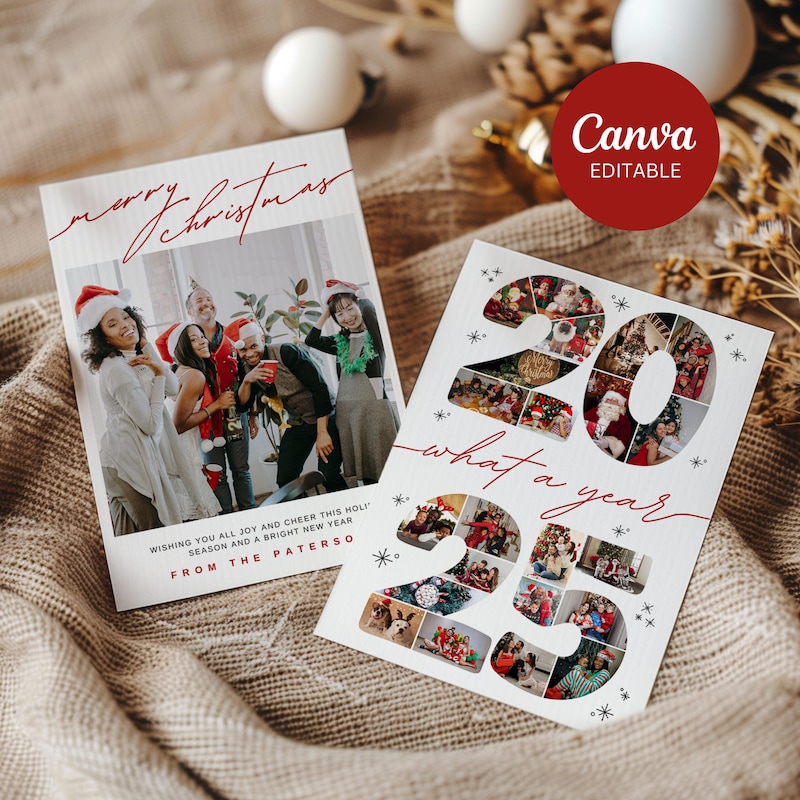 Number Collage Holiday Card - Etsy