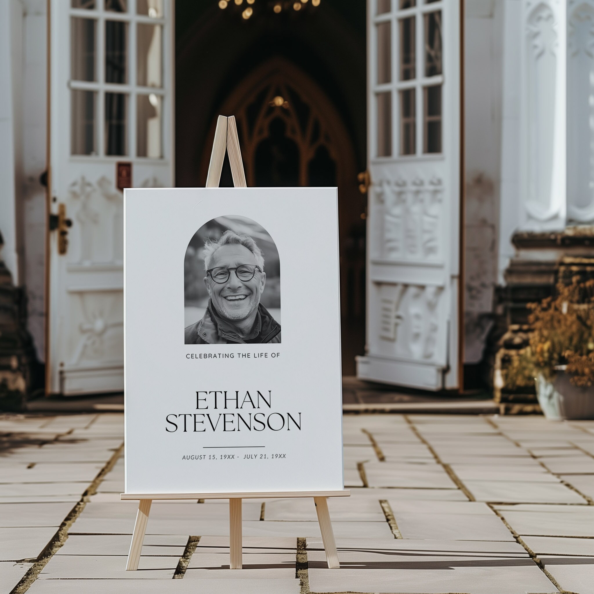 Editable Funeral Welcome Sign Template Canva Minimalist Memorial Poster ...