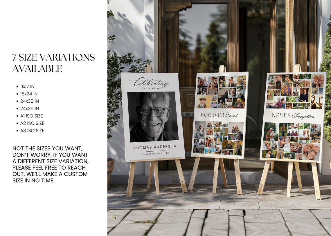 Funeral Poster Collage Editable Template, Memorial Sign, Celebration of ...