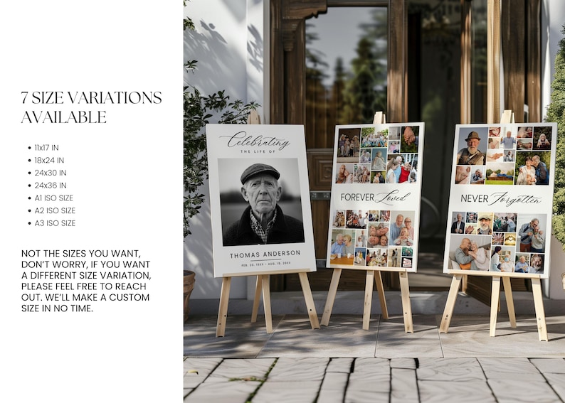Funeral Photo Collage Poster Set Canva Editable Template, Celebration ...