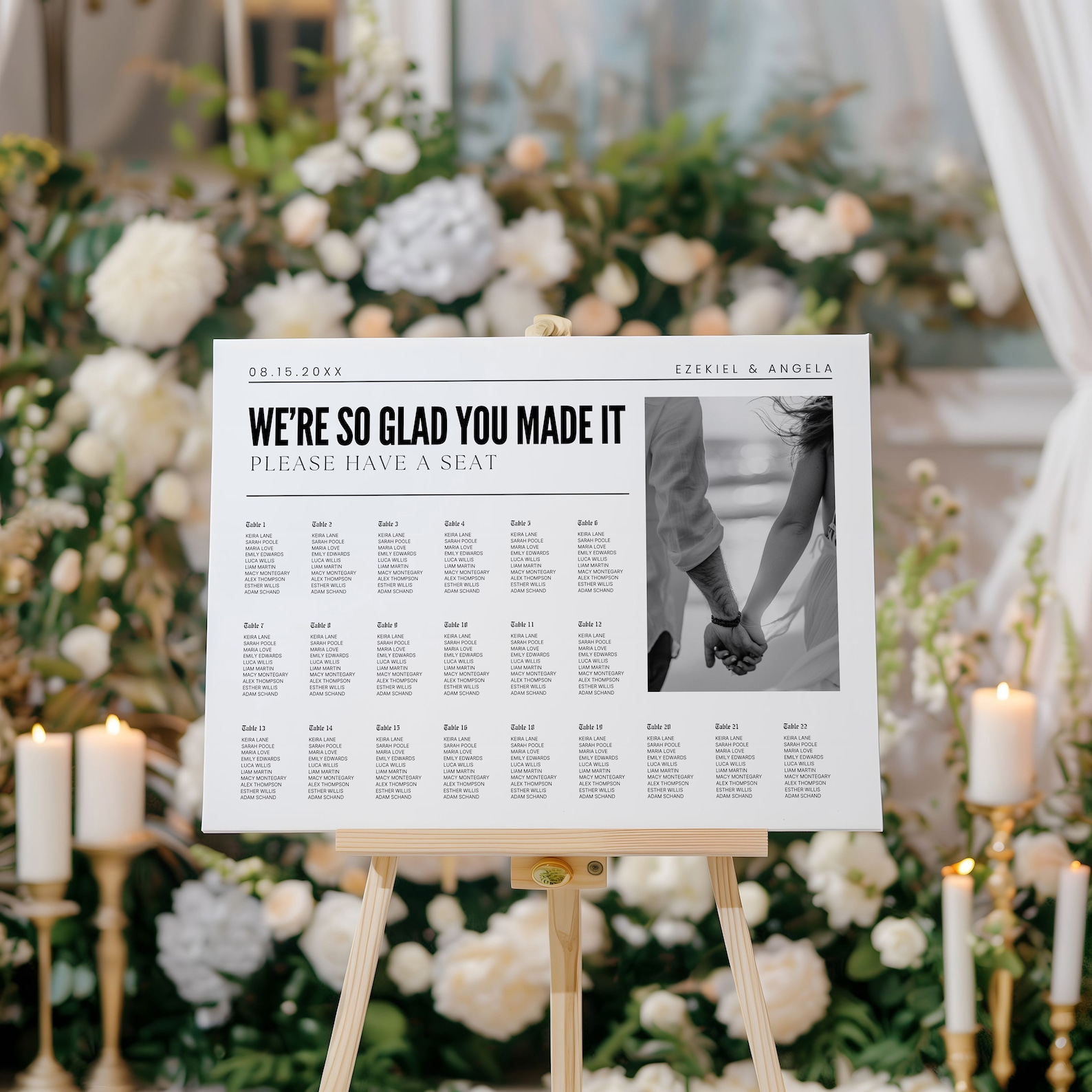 Newspaper Wedding Seating Chart Template for Canva Rustic Acrylic ...