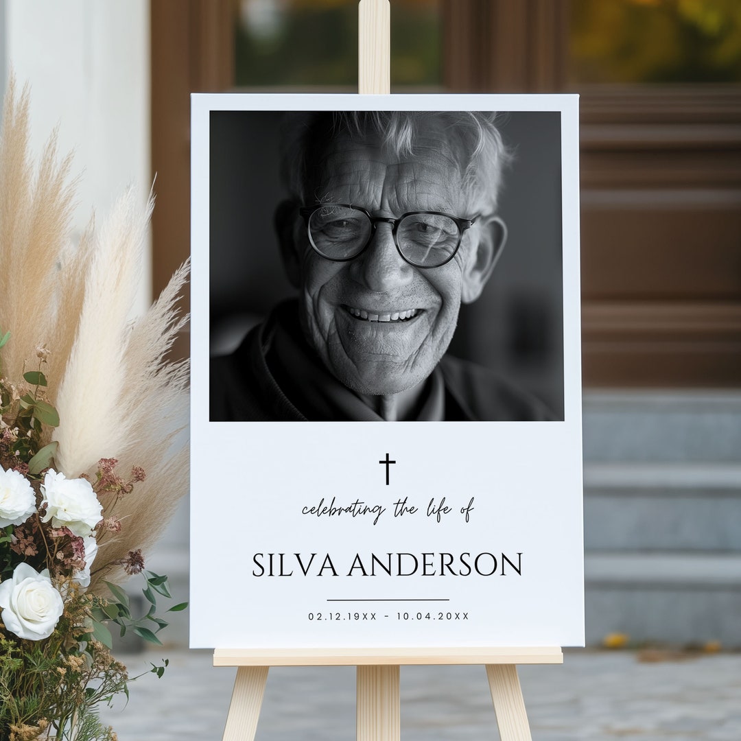 Editable Funeral Welcome Sign, Minimalist Memorial Poster Canva, Large ...