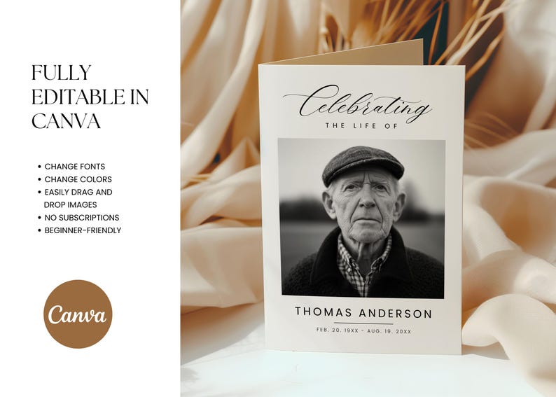 LDS Funeral Program With Order of Service Template Canva, Editable ...