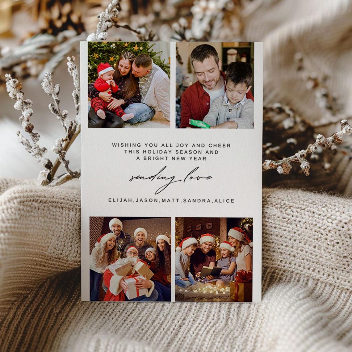 Arch Photo Christmas Card Canva Template, Editable Holiday Greetings ...