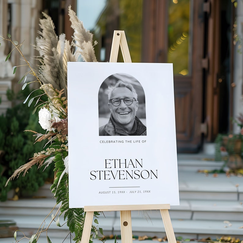 Editable Funeral Welcome Sign Template Canva Minimalist Memorial Poster ...